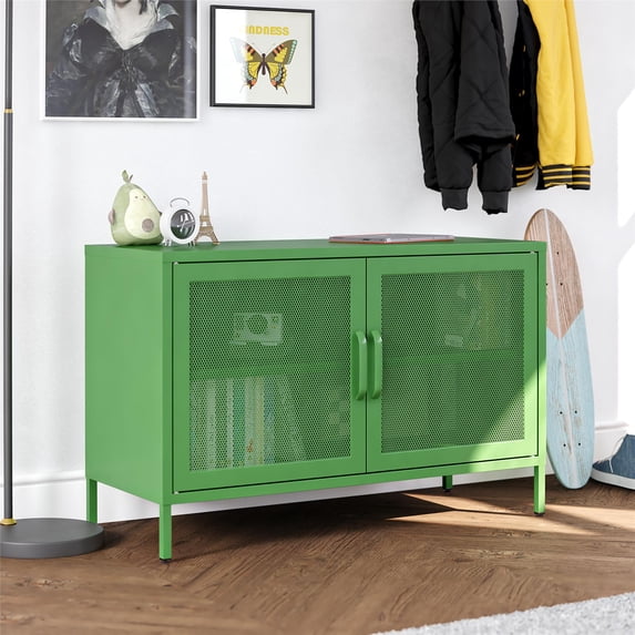 Channing 2 Door Storage Cabinet-Mesh Metal Locker, Kelly Green ...