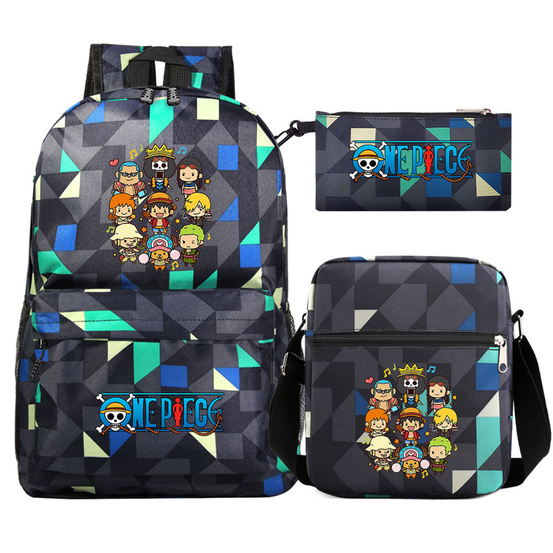 Teen One Piece Anime Backpack 3 in 1 Set-Lightweight Casual Daypack ...