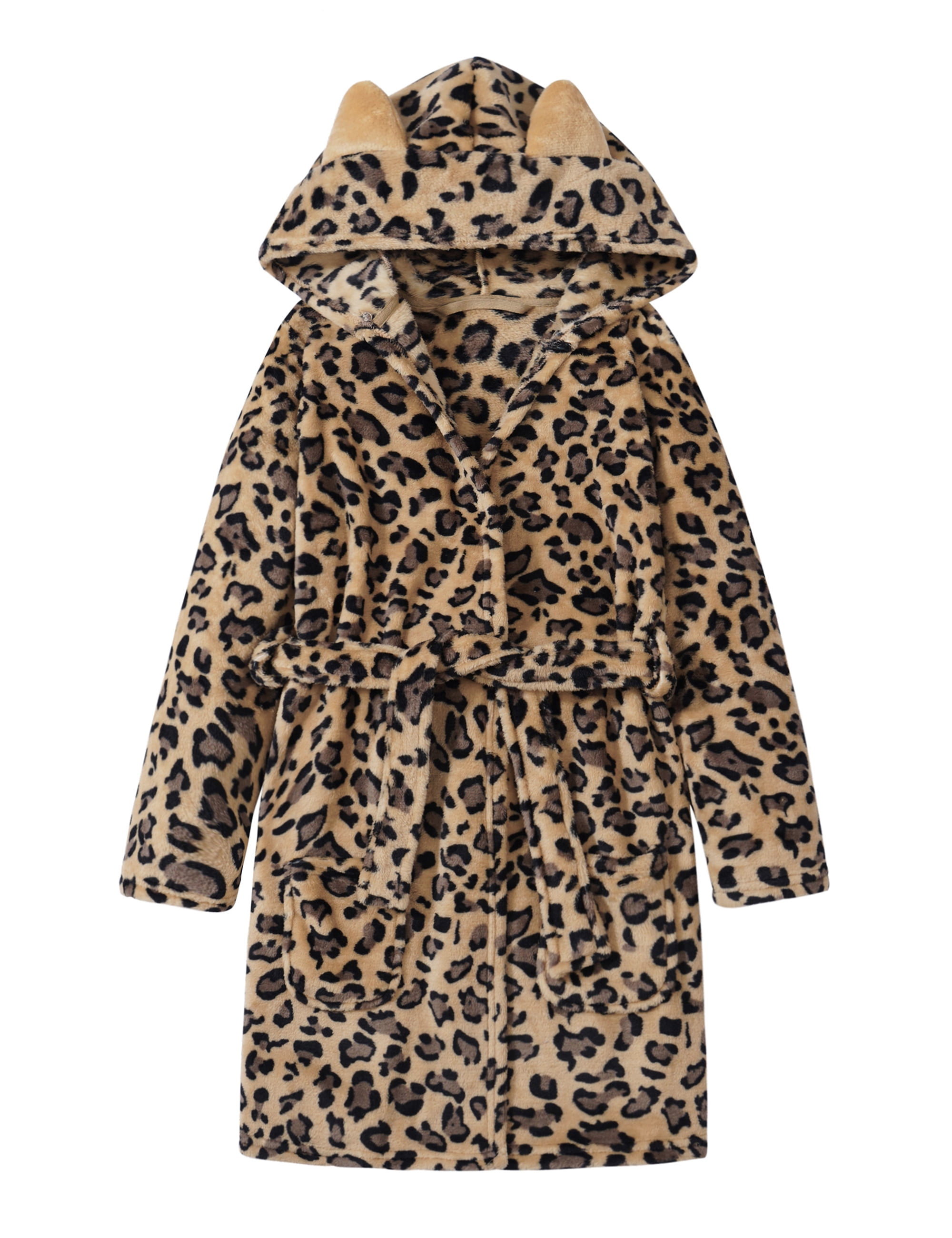 Teen Robe for Girls Cozy Classic Yellow Leopard Bathrobe Toddler Big ...