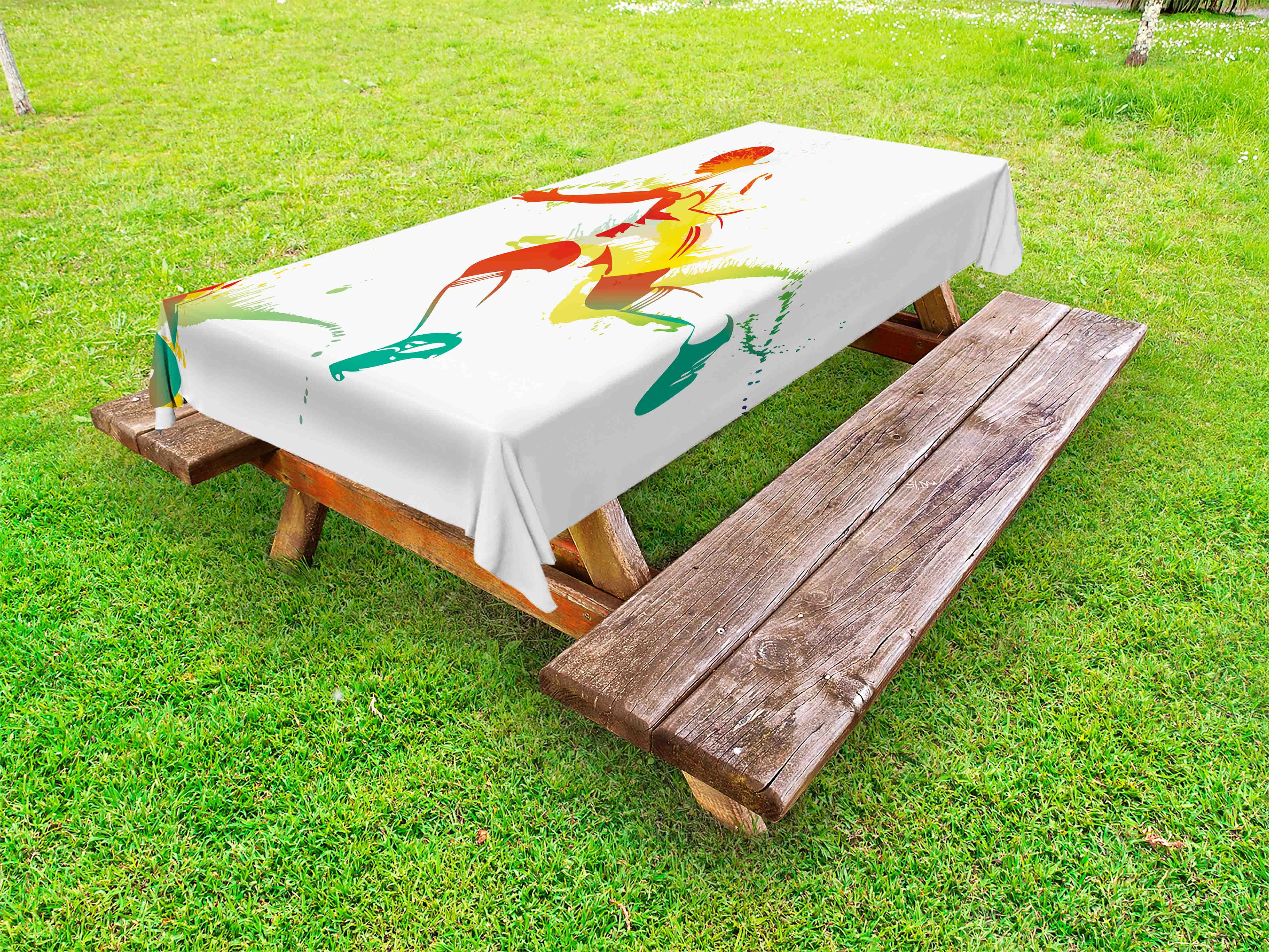 Teen Room Outdoor Tablecloth, Young Man Playing Soccer Football Athlete ...