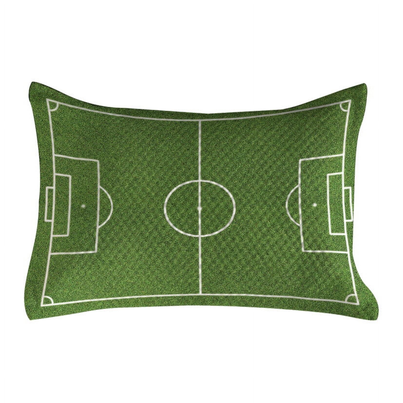 Teen Room Quilted Pillowcover, Soccer Field Grass Motif Stadium Game ...