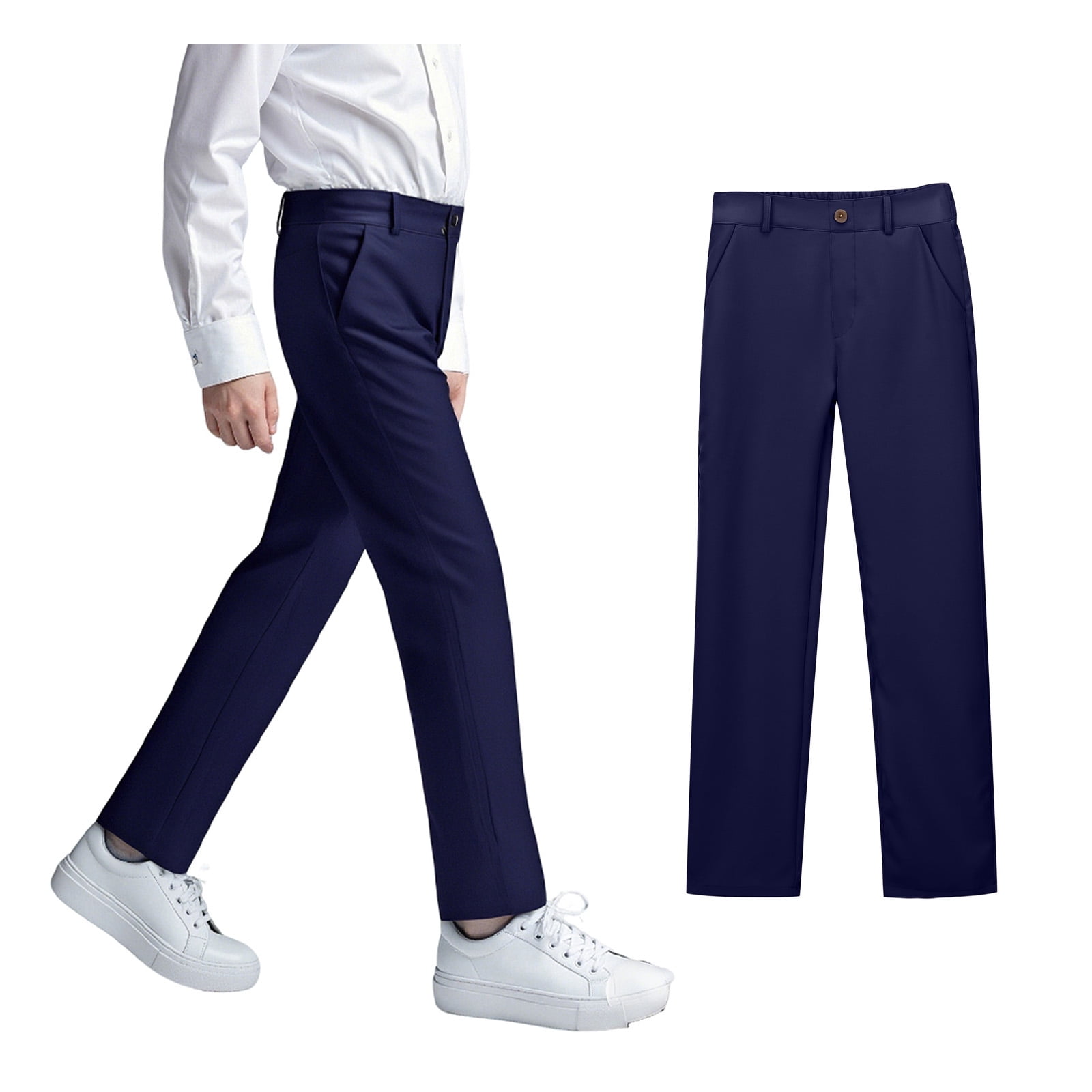 Teen School Pants For Boys Straight Pants With Pockets Pull On Chino ...