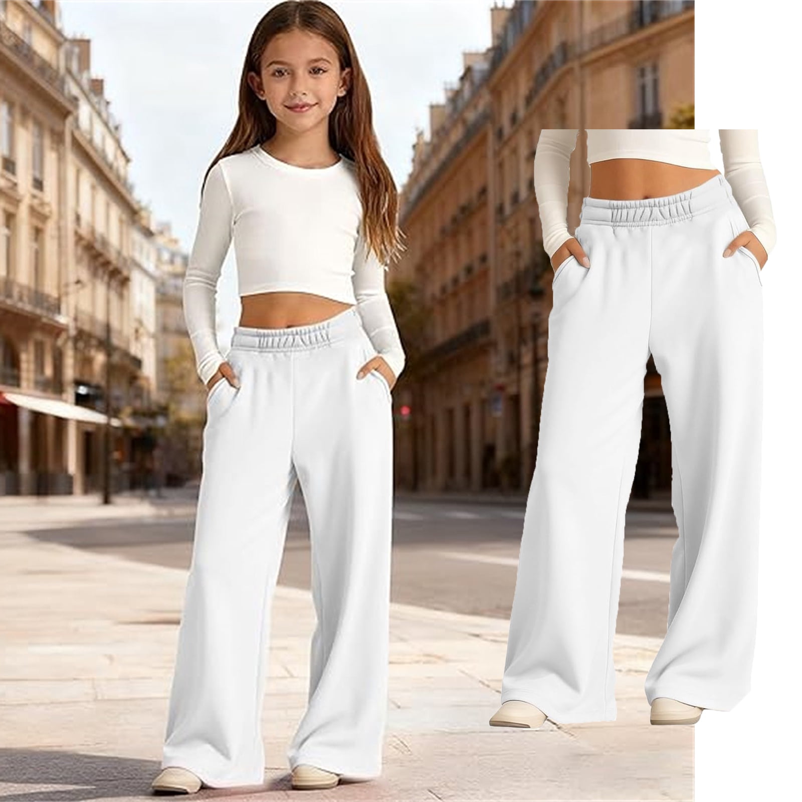 School Uniform For Girls Fit Stretch Pants With Pockets Straight Pants ...