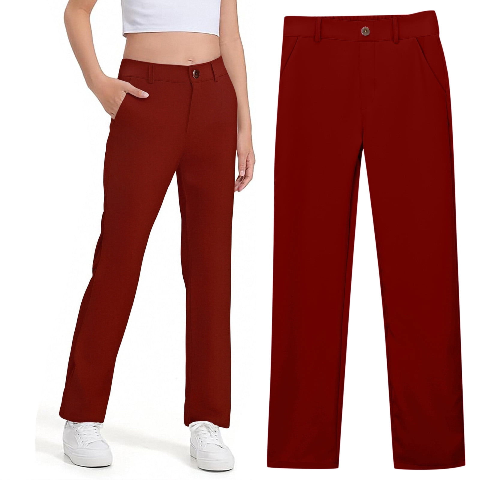 Teen School Uniform Pants For Girls Skinny Fit Stretch Pants With ...