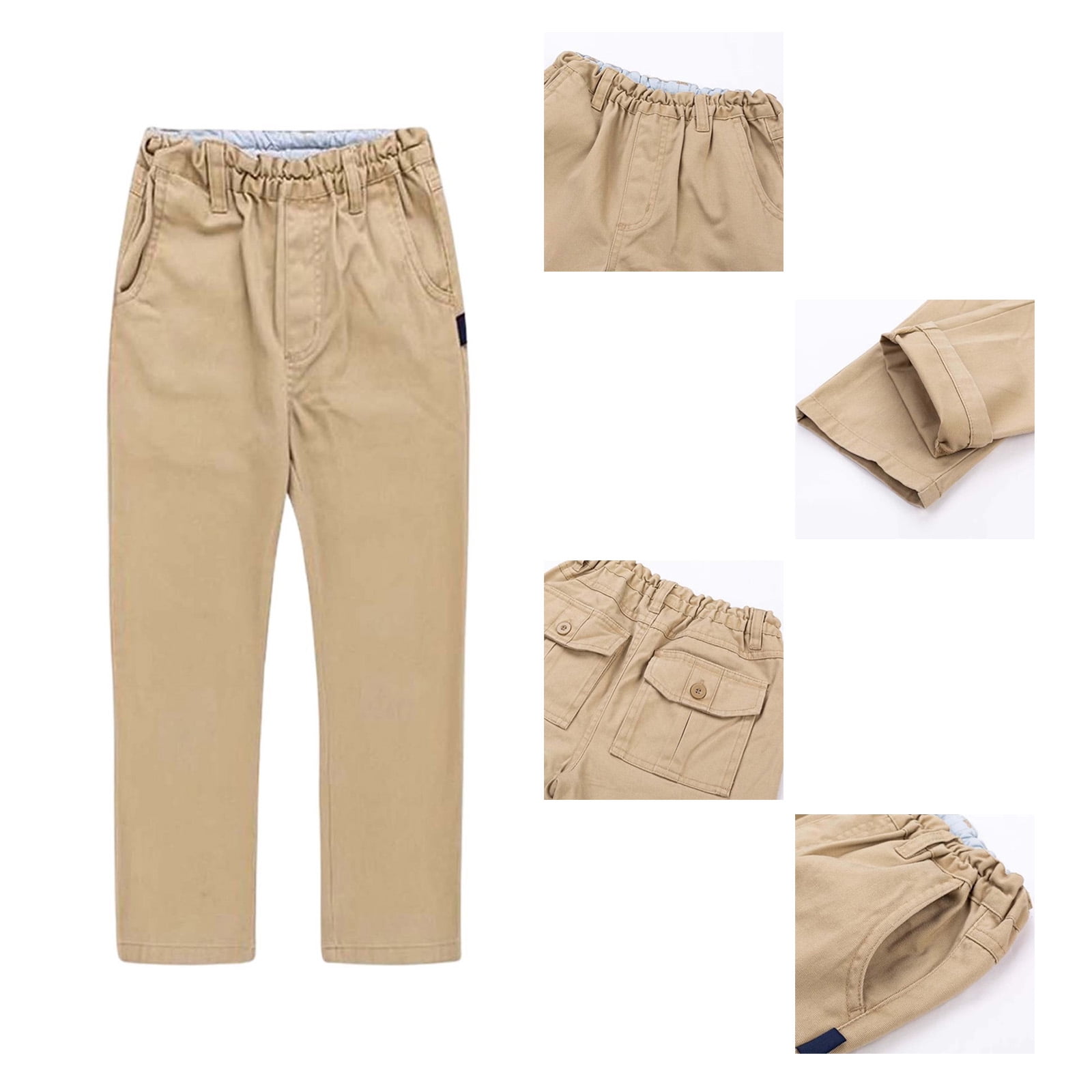 Teen School Uniforms For Boys Straight Pants With Pockets Pull On Chino ...