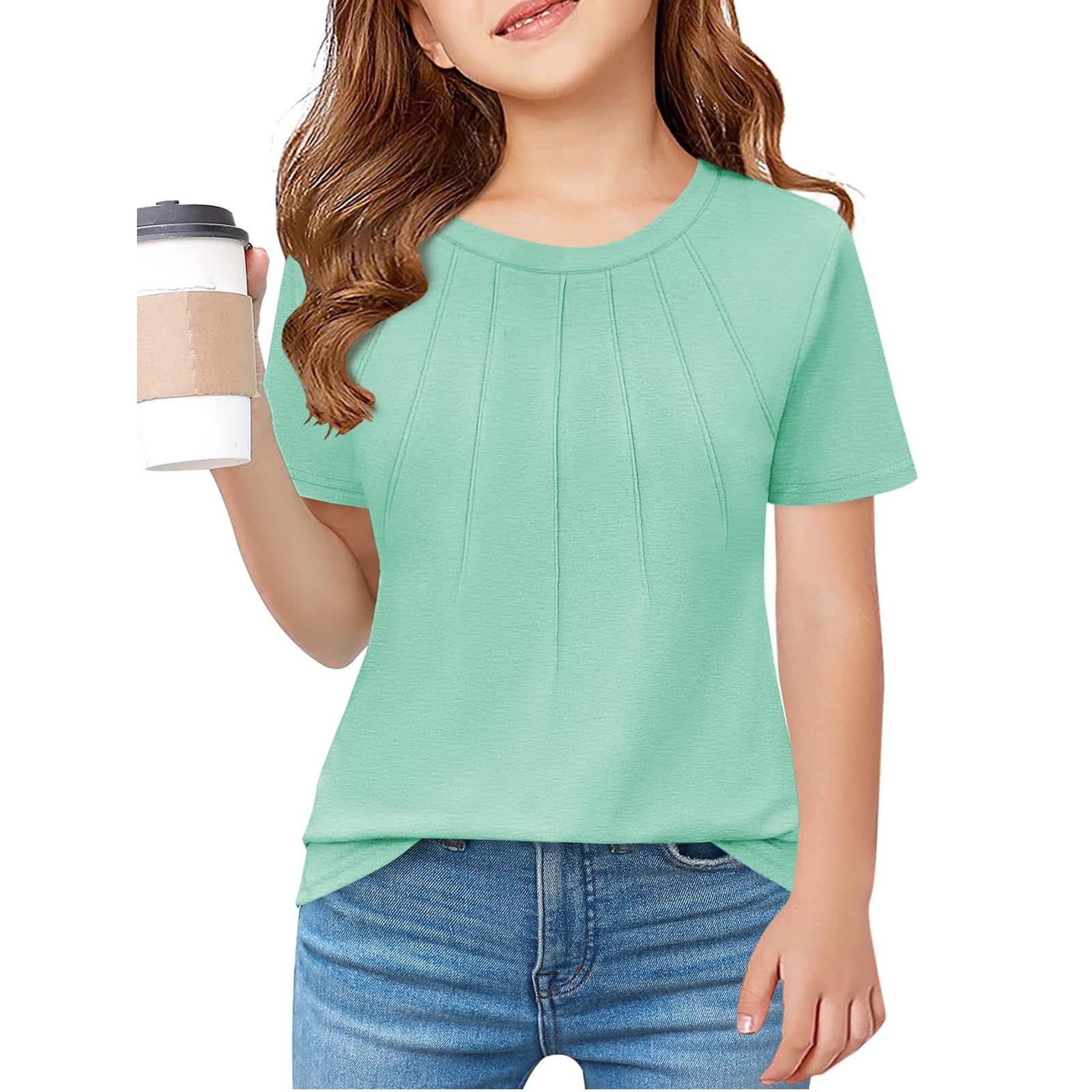 Teen Girls T Shirts Solid Toddler Girl Short Sleeve Shirt Loose Soft ...