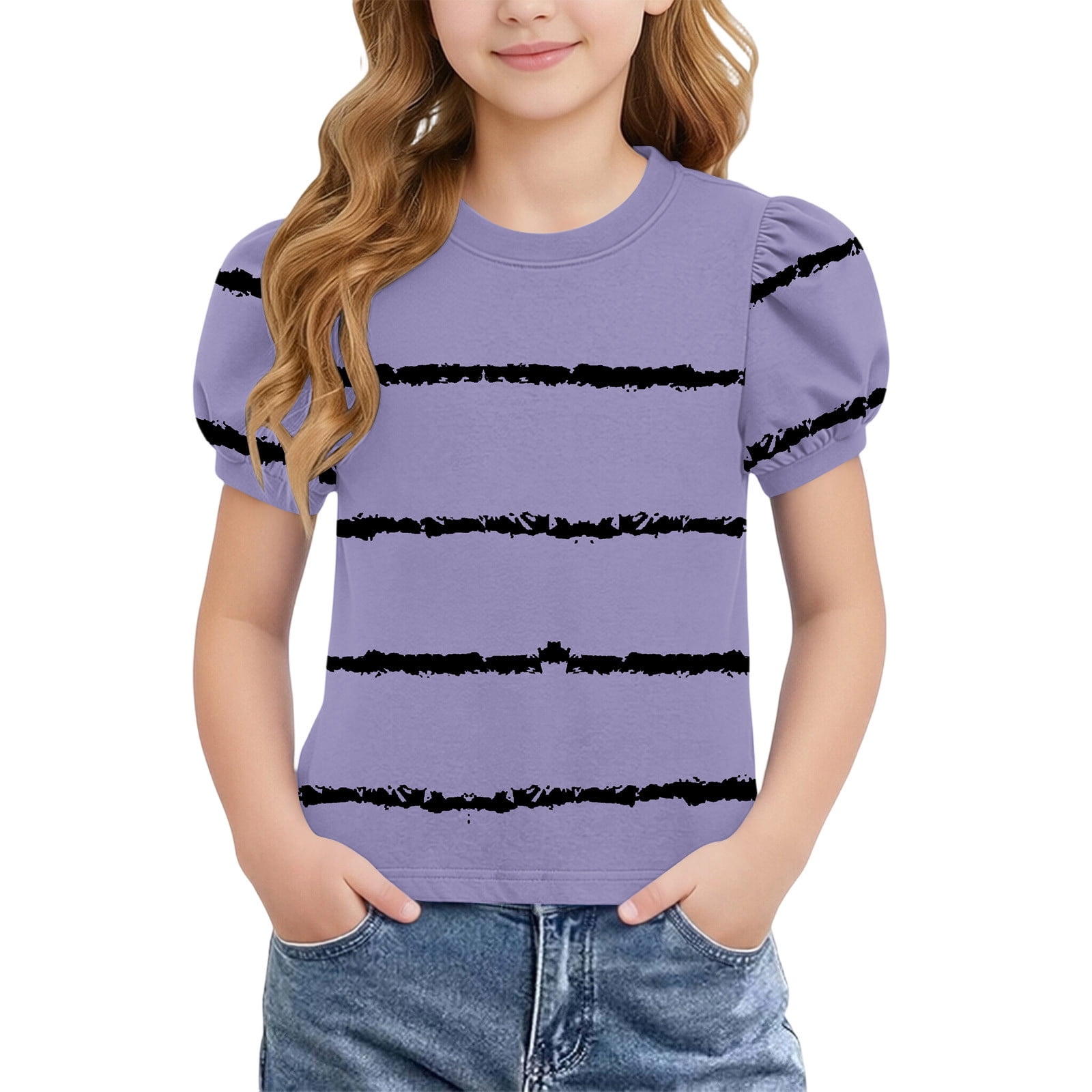 Teen Shirts Summer Sweet and Cute 2026 Casual Puff Sleeve Short Sleeve ...
