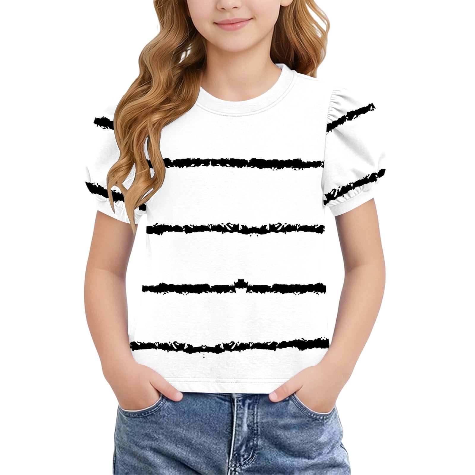 Teen Shirts Summer Sweet and Cute 2026 Casual Puff Sleeve Short Sleeve ...