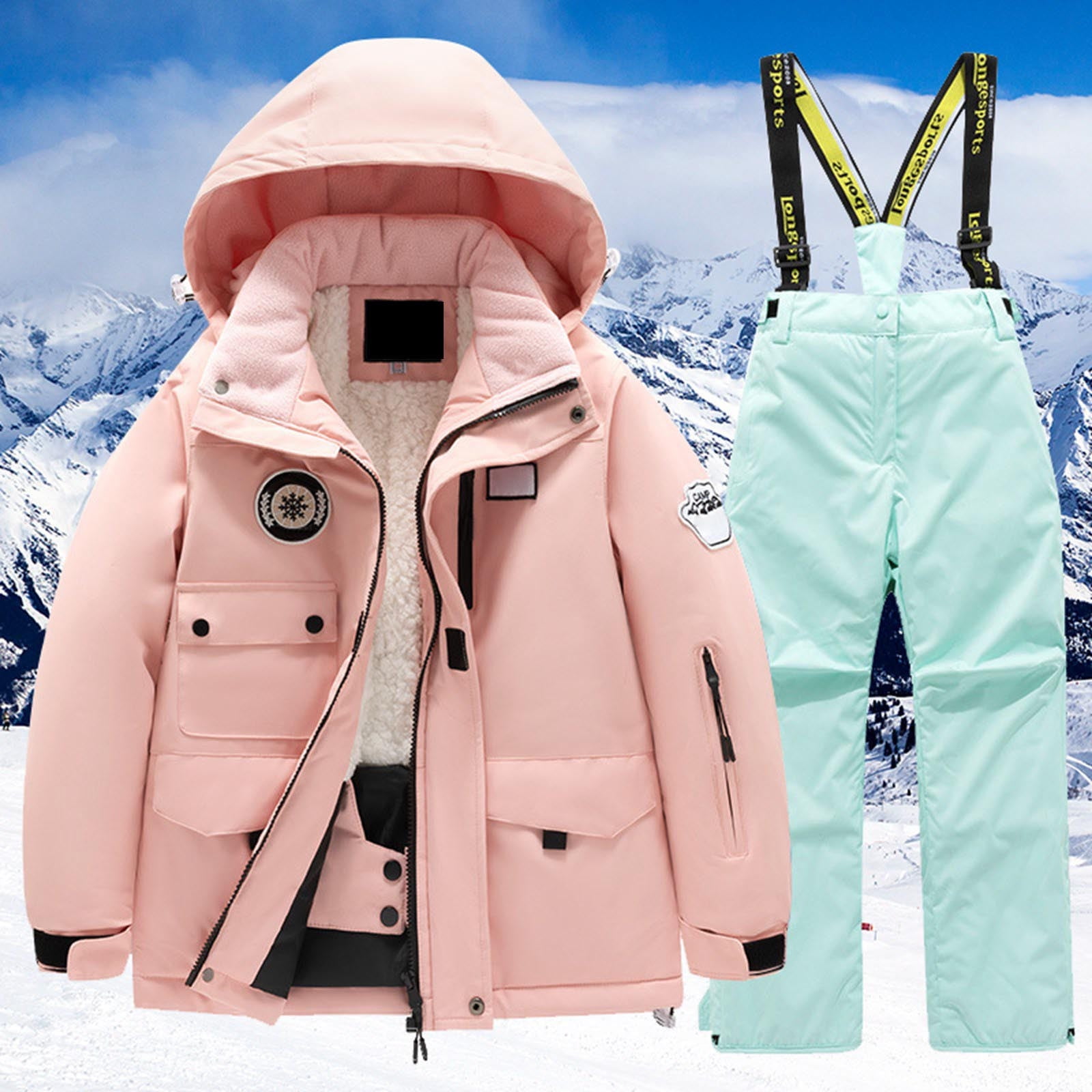 Teen Snowsuit Boys Girls Two-piece set Ski Suits Heated Snow Suit ...