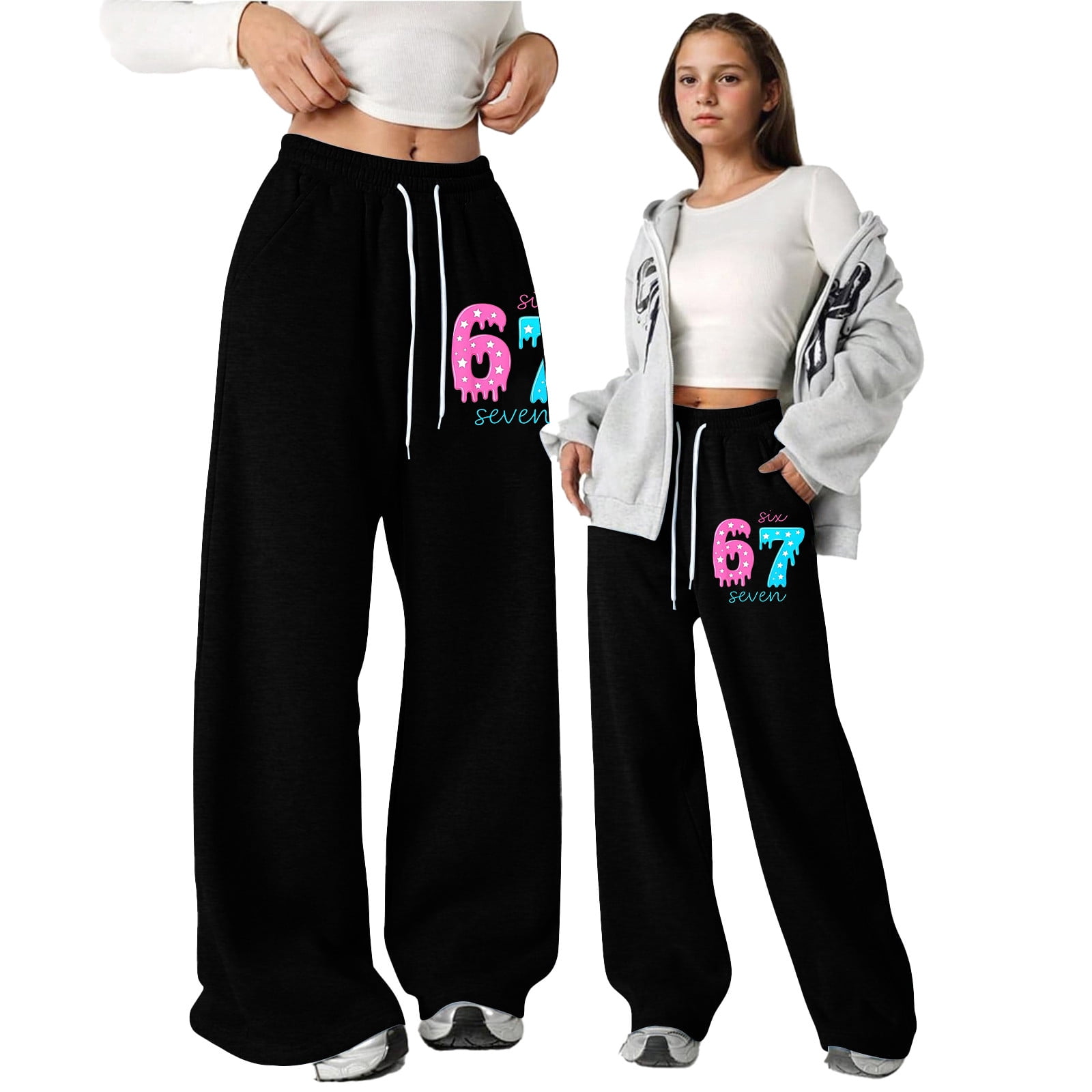 Teen Sweatpants for Girls 6 7 Meme Novelty Graphic Wide Leg Sweatpants ...