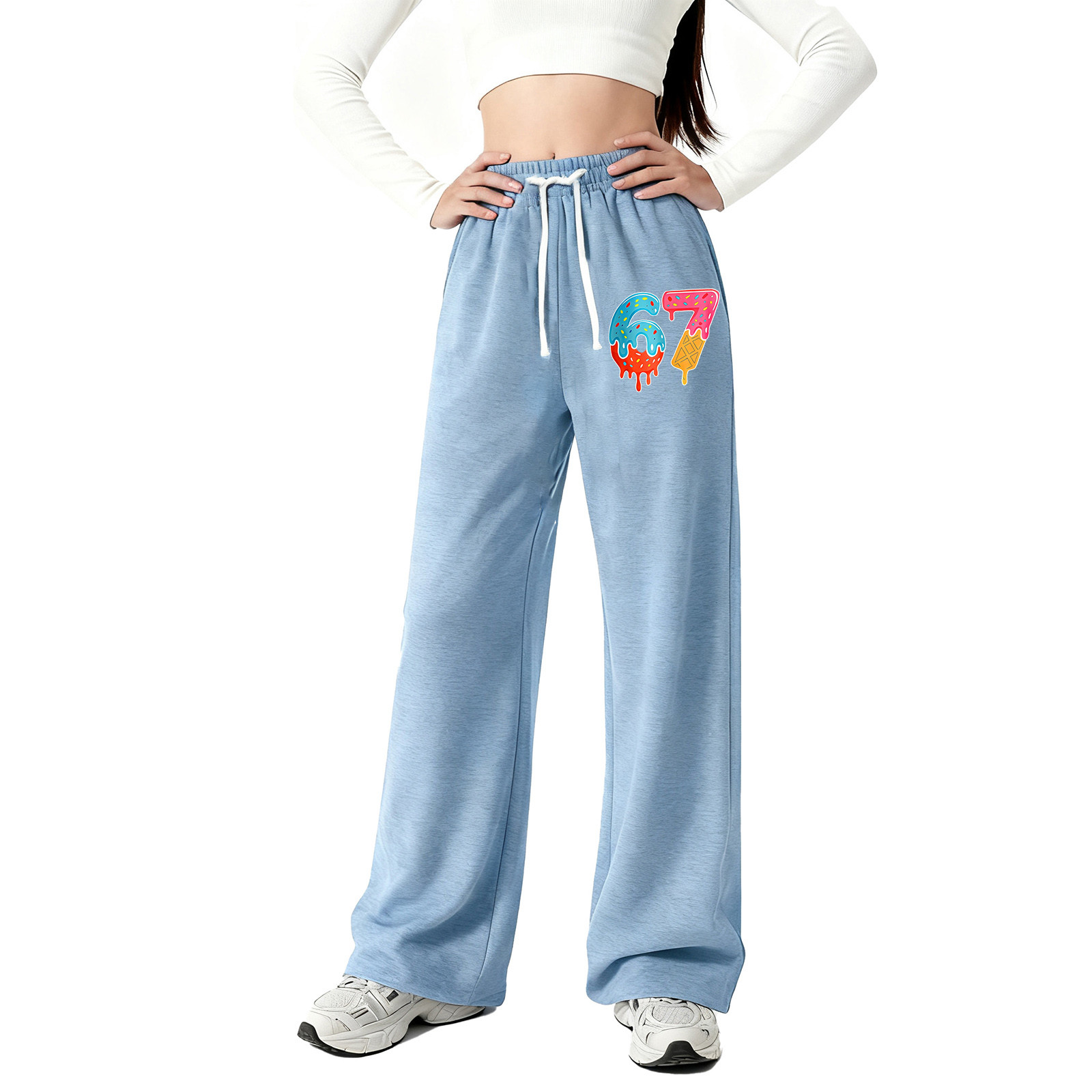 Teen Sweatpants for Girls 67 Meme Graphic Elastic High Waisted Loose ...
