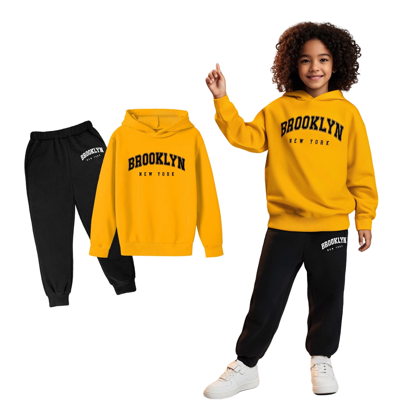 Teen Sweatsuit Set for Girls 2PC Long Sleeve Graphic Brooklyn Letter ...