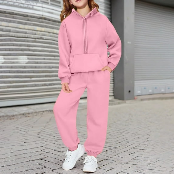 Teen Sweatsuit Set for Girls,2PC Long Sleeve Blue Pullover Hoodie ...