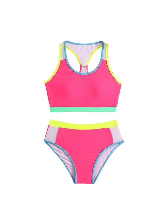 Baby Toddler Girls One Piece Rash Guard Swimsuit Girls Splicing Color ...