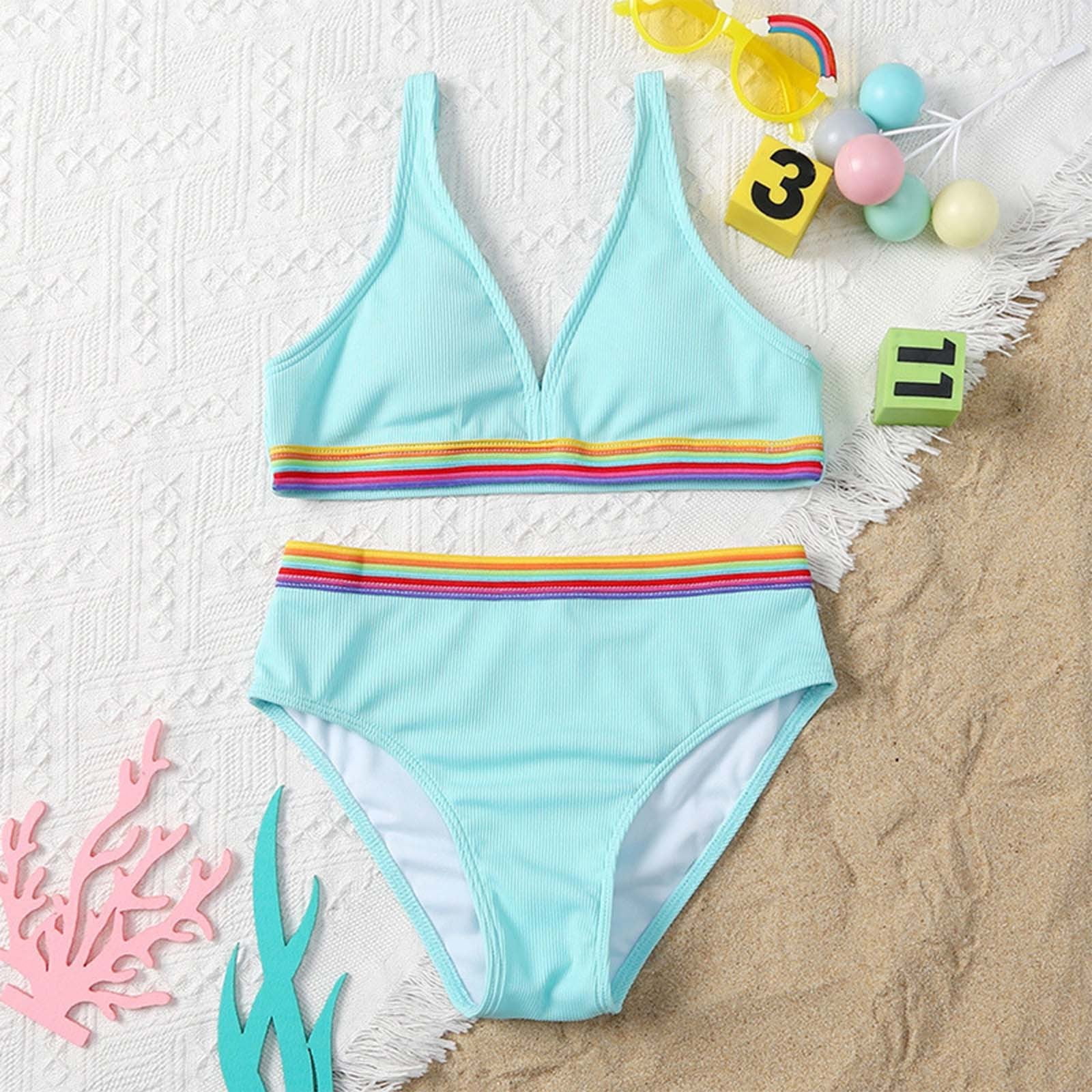 Teen Swimsuits Plain Color Girls Swimsuit with Shorts Girls Two Pieces ...