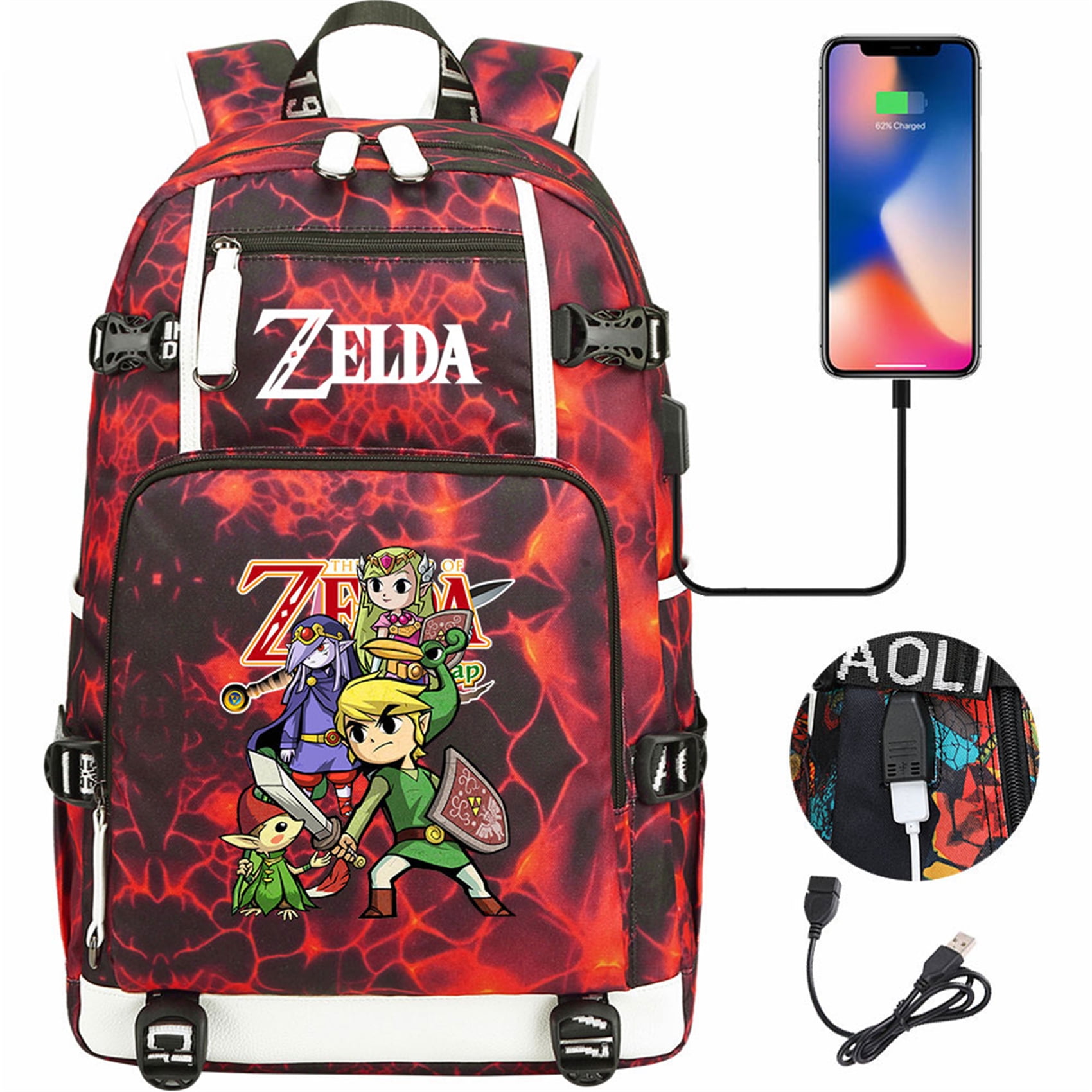 Teen The Legend of Zelda Graphic Bookbag-Game Casual Backpack Lighteight Travel Laptop Knapsack ...