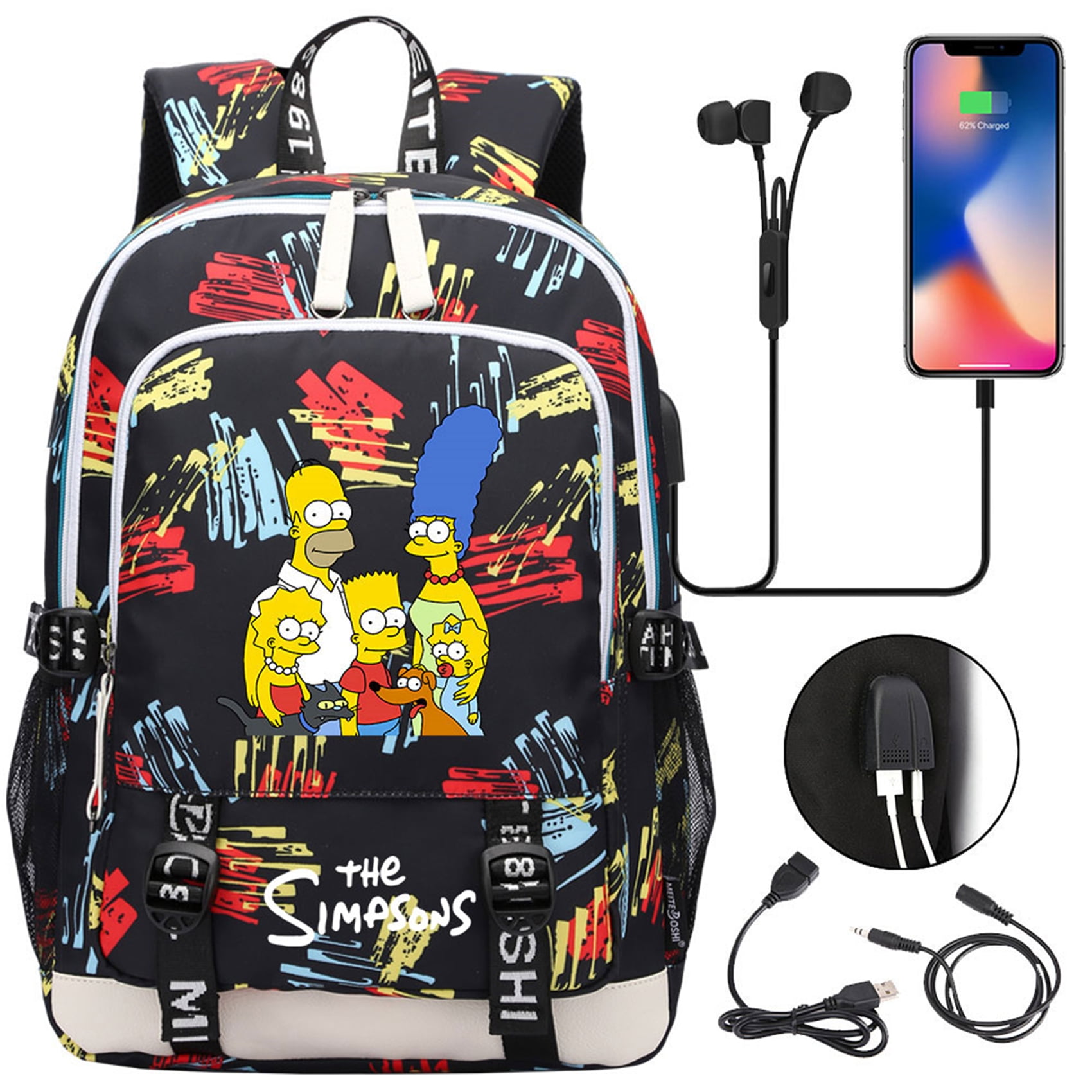 Teen The Simpsons Backpack-Multifunctional Travel Laptop Knapsack ...