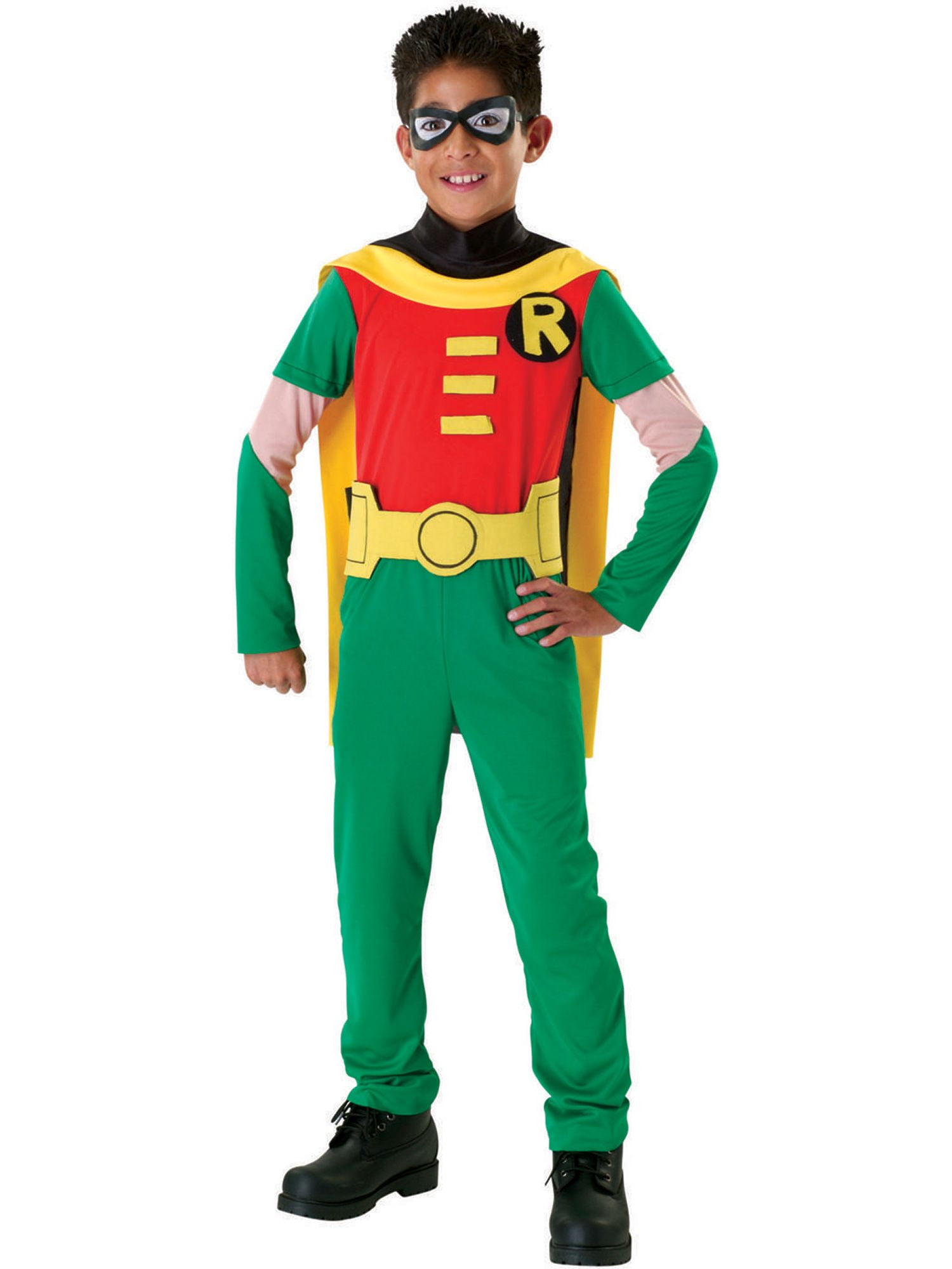 Boys Teen Titans Robin Costume Small Male Kids Green Fancy Dress Party ...