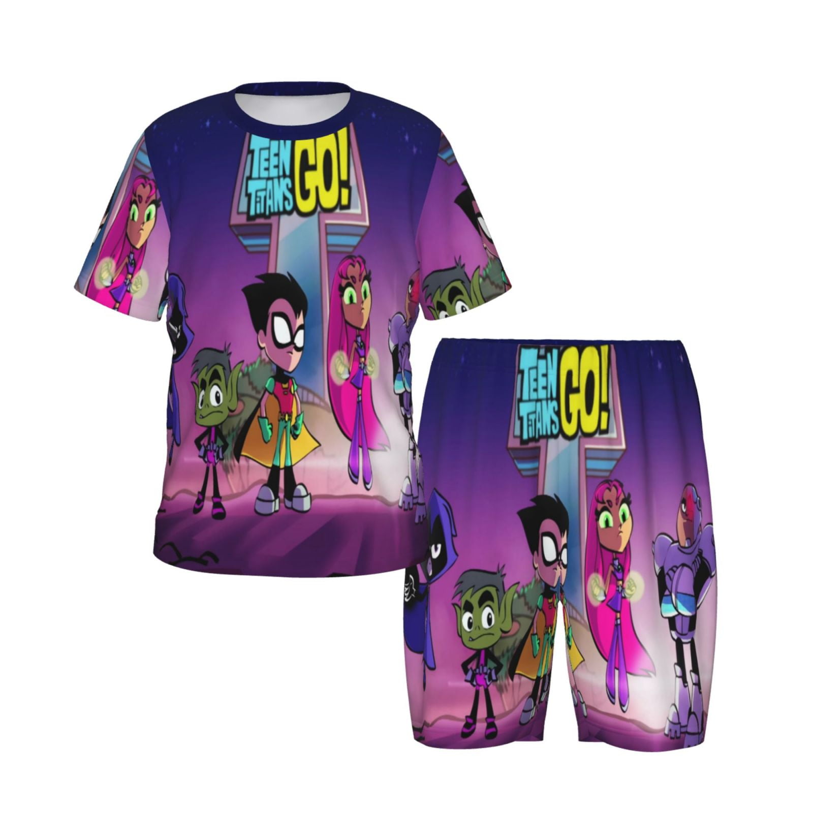 Teen Titans Go 2-Piece Cozy Pajamas Short Sleeve Cool Summer Short Set Kid Sleepwear For Home ...