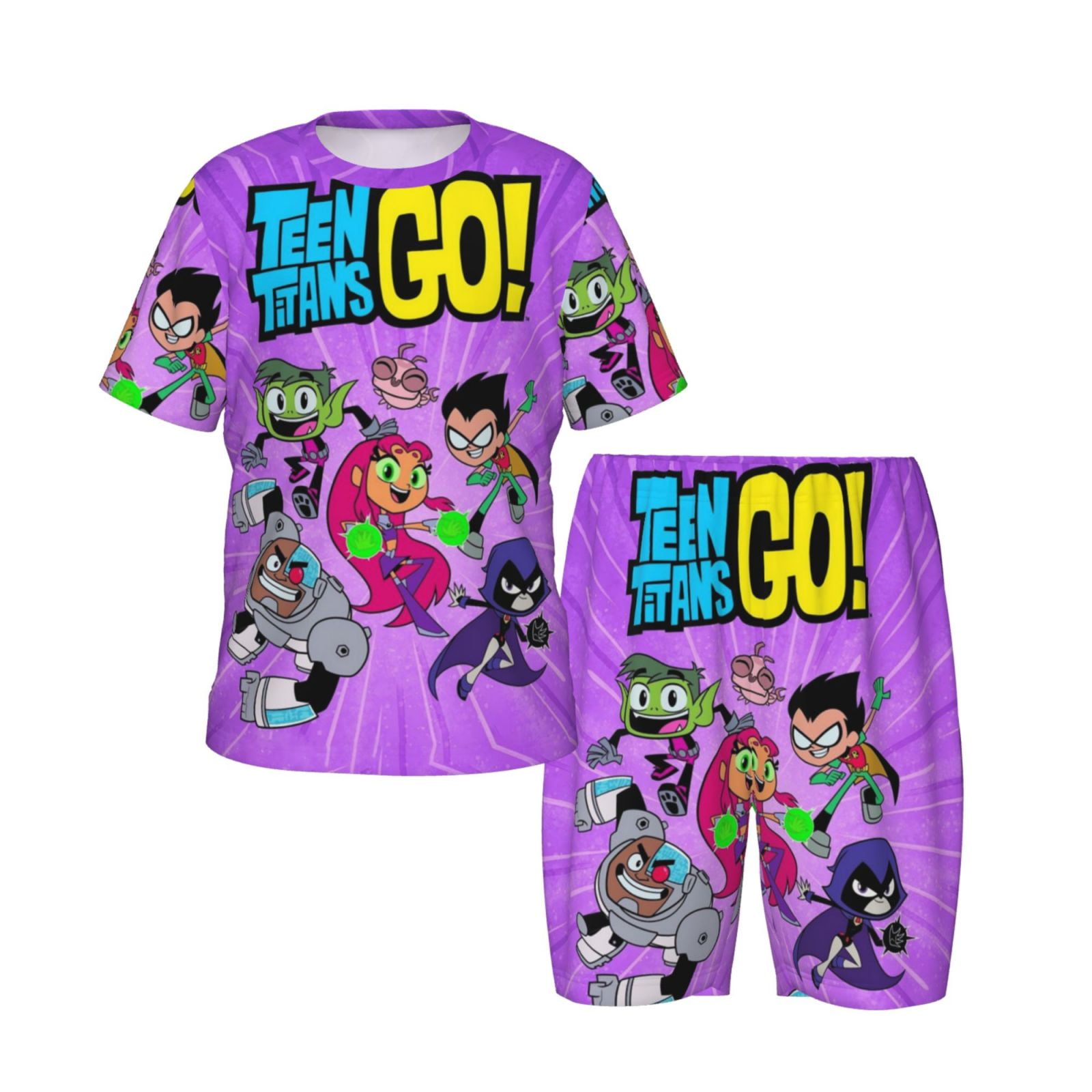 Teen Titans Go 2-Piece Cozy Pajamas Short Sleeve Cool Summer Short Set Kid Sleepwear For Home ...