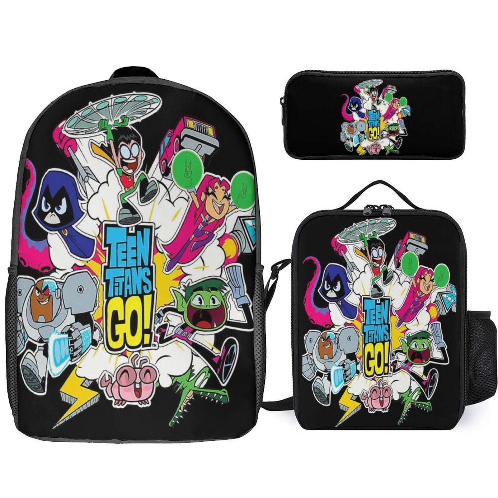 Teen Titans Go ! 3 Piece Backpack Set with Lunch Bag Pencil Case , High ...