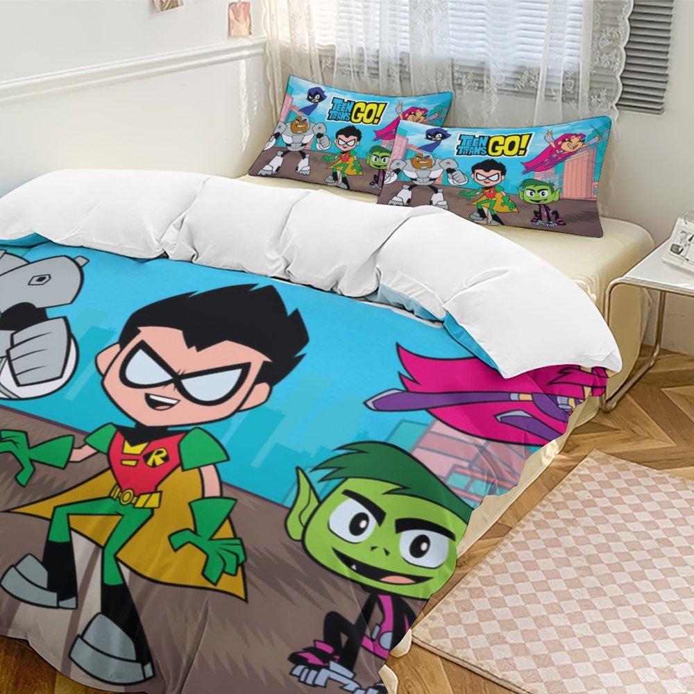Teen Titans Go 3-Piece Bedding Set Warm And Comfortable Soft Duvet ...