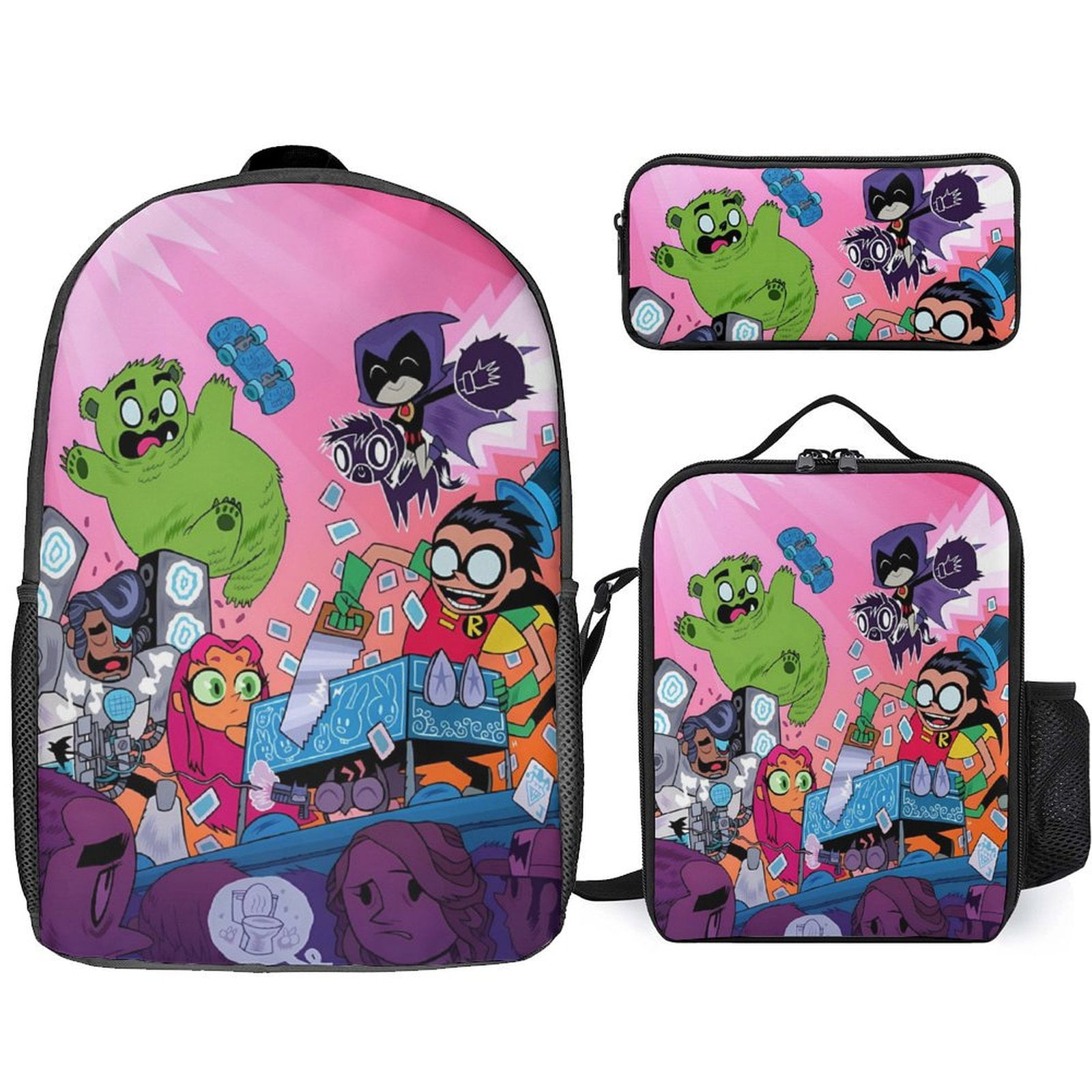 Teen-Titans-Go! 3Pcs Backpack Set, 17 Inch Large Capacity Unisex ...