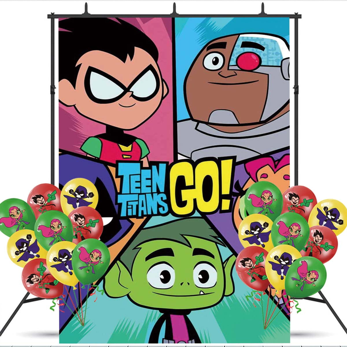 Teen Titans Go Backdrop Balloons Banner Party Decorations Taspestry ...