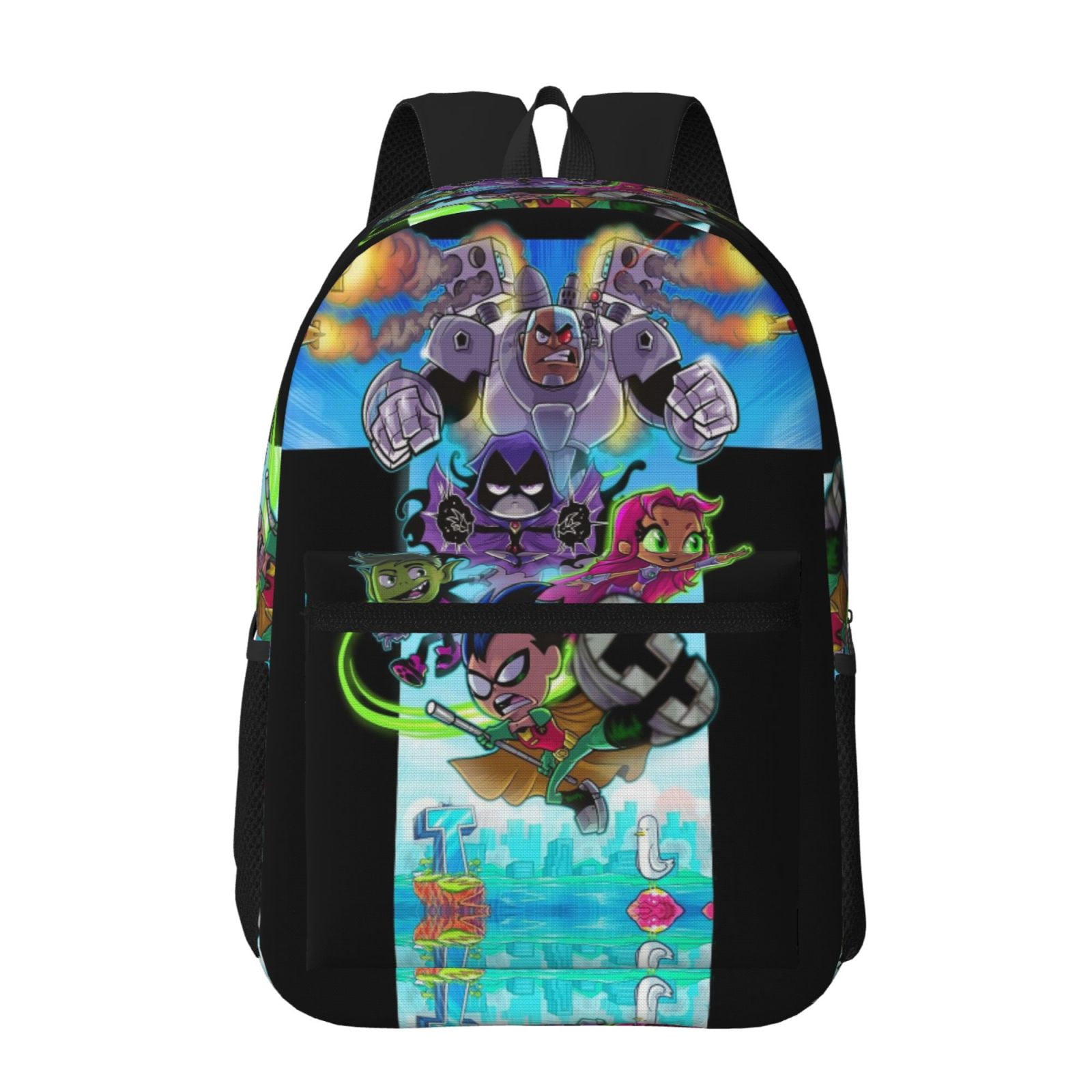 Teen-Titans-Go Backpack Large Capacity Rucksack Bookbag with Adjustable ...