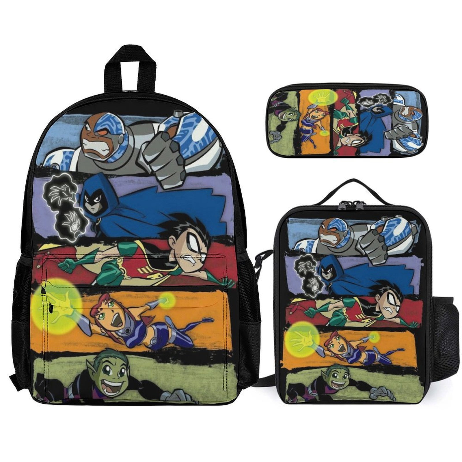Teen-Titans-Go Backpack with Lunch Box Pencil Case for Work Business ...