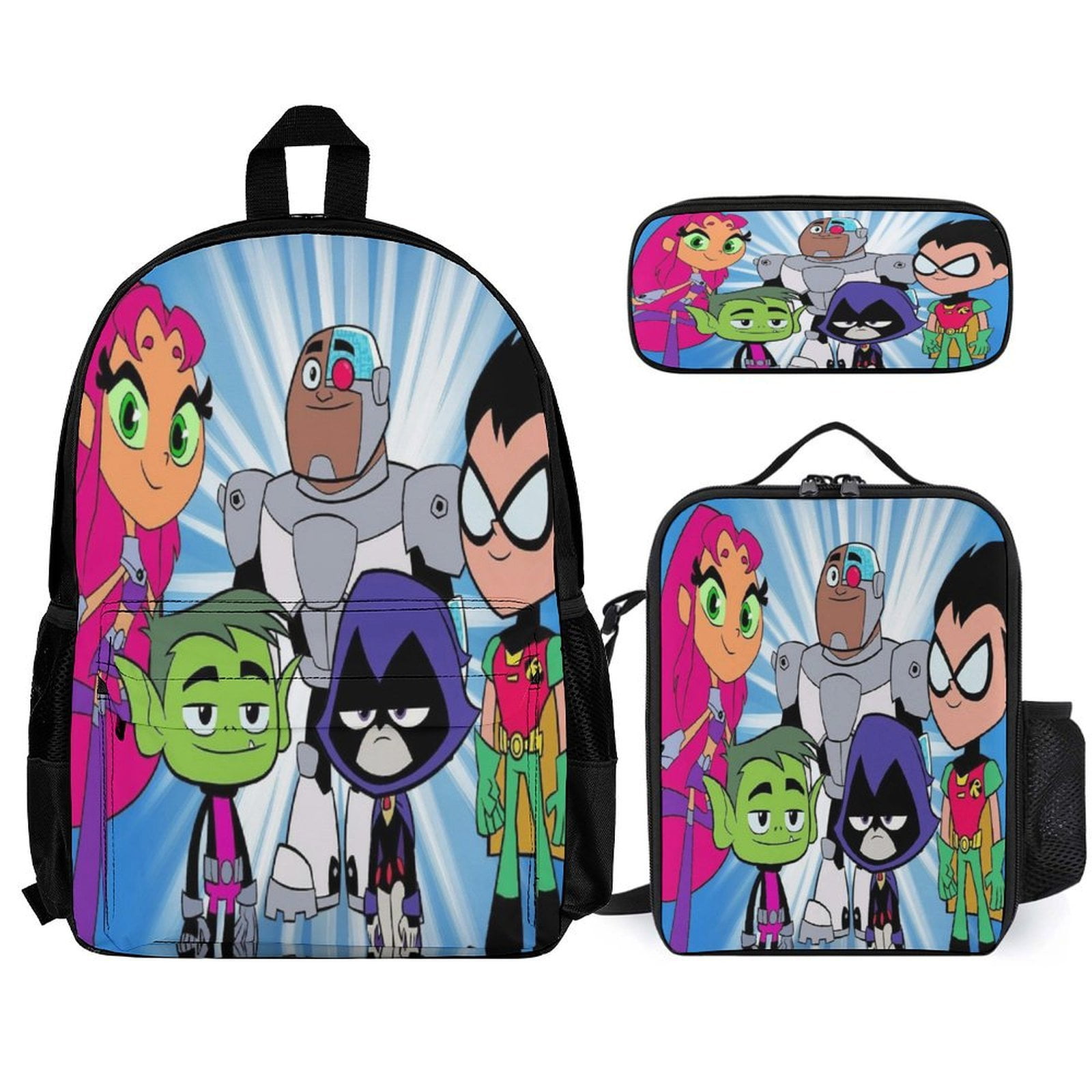 Teen-Titans-Go Backpack with Lunch Box Pencil Case for Work Business ...