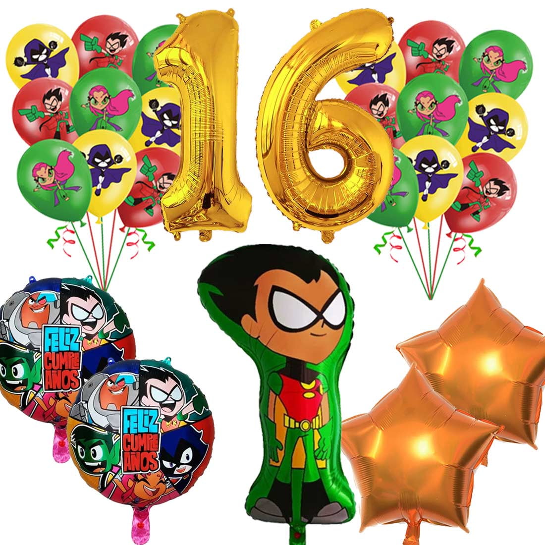 Teen Titans Go Balloons Party Supplies 16th Big Number Decorations Decor Kit Birthday - Walmart.com