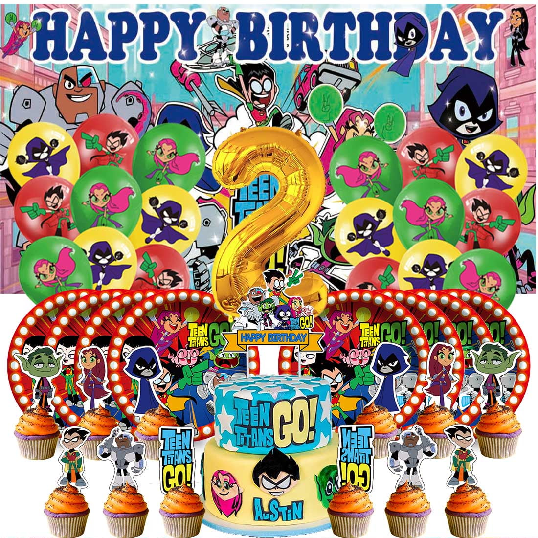 Teen Titans Go Balloons Party Supplies 2nd Decor Tableware Birthday ...