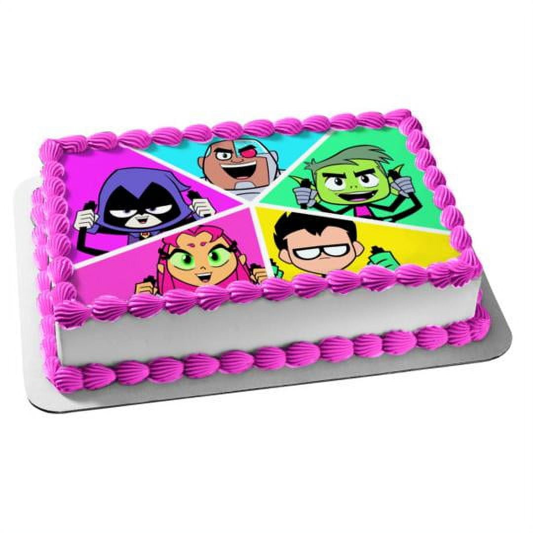 Teen Titans Go Beast Boy Starfire Robin Cyborg Raven 2 Edible Cake ...