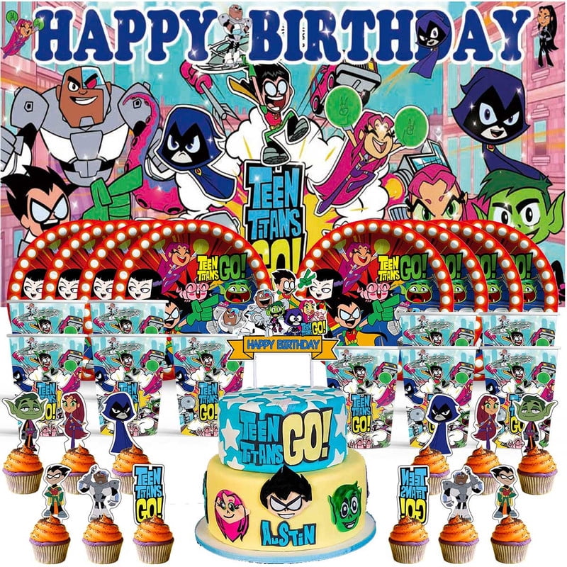 Teen Titans Go Birthday Cups Party Supplies Decor Backdrop Plates Fans ...