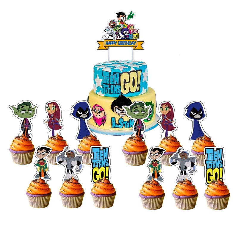 Teen Titans Go Cake Topper Cupcake Set Party Supplies Decoration ...