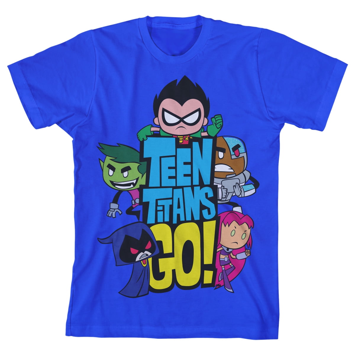 Teen Titans Go Characters And Logo Boy's Royal Blue T-shirt-S - Walmart.com