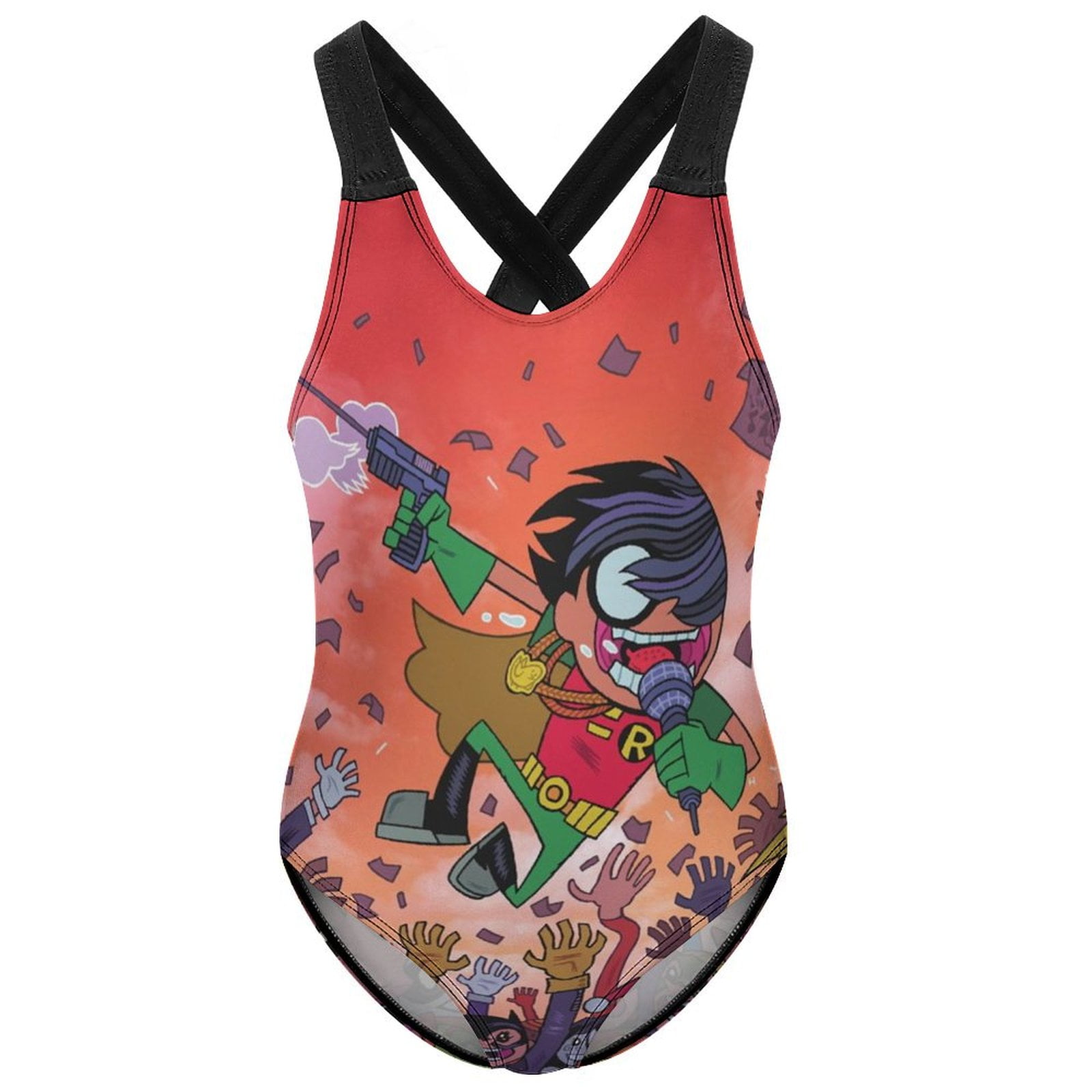 Teen Titans Go Children's One-piece Swimsuit Summer Girl's Swimming Pool Beach Swimwear Cross ...