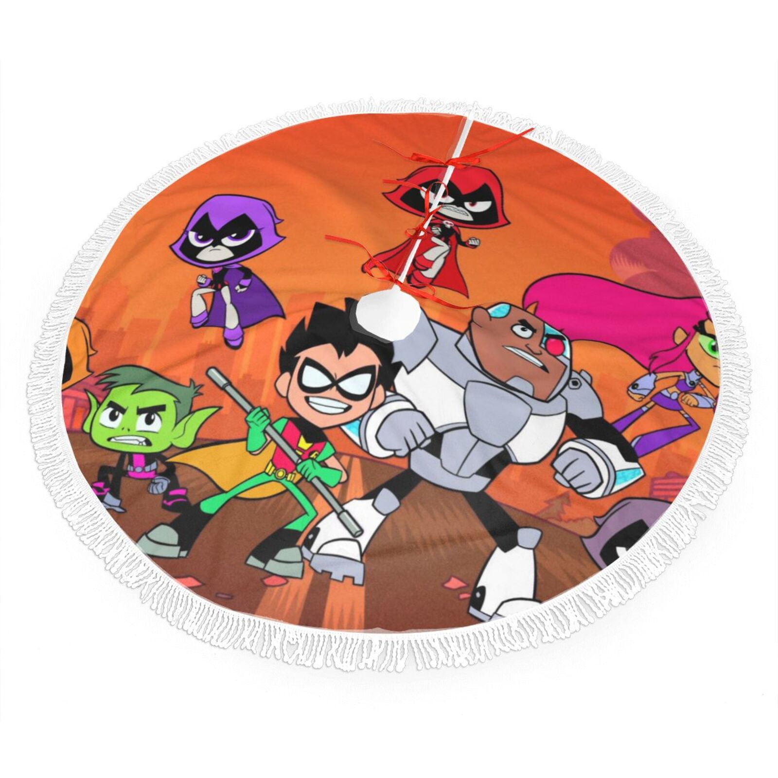 Teen Titans Go Christmas Tree Skirt, 36" Xmas Tree Skirts Mat, Winter ...