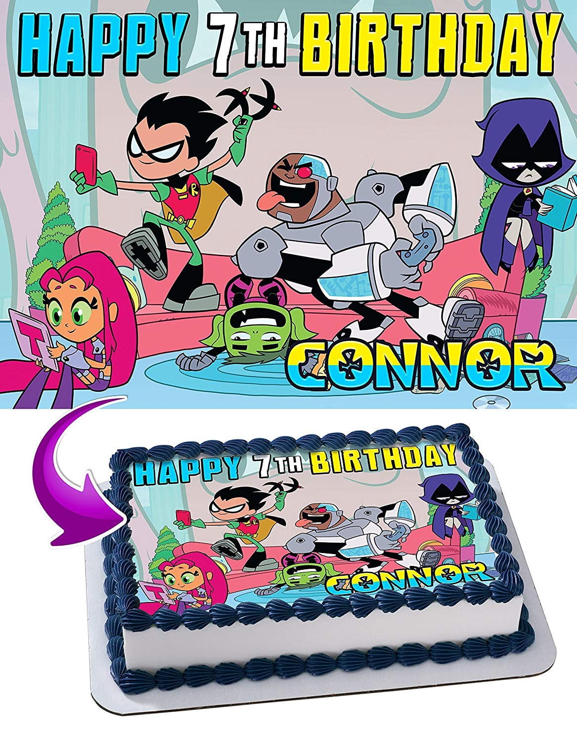 Teen Titans Go Edible Cake Image Topper Birthday Cake Banner 1/4 Sheet ...