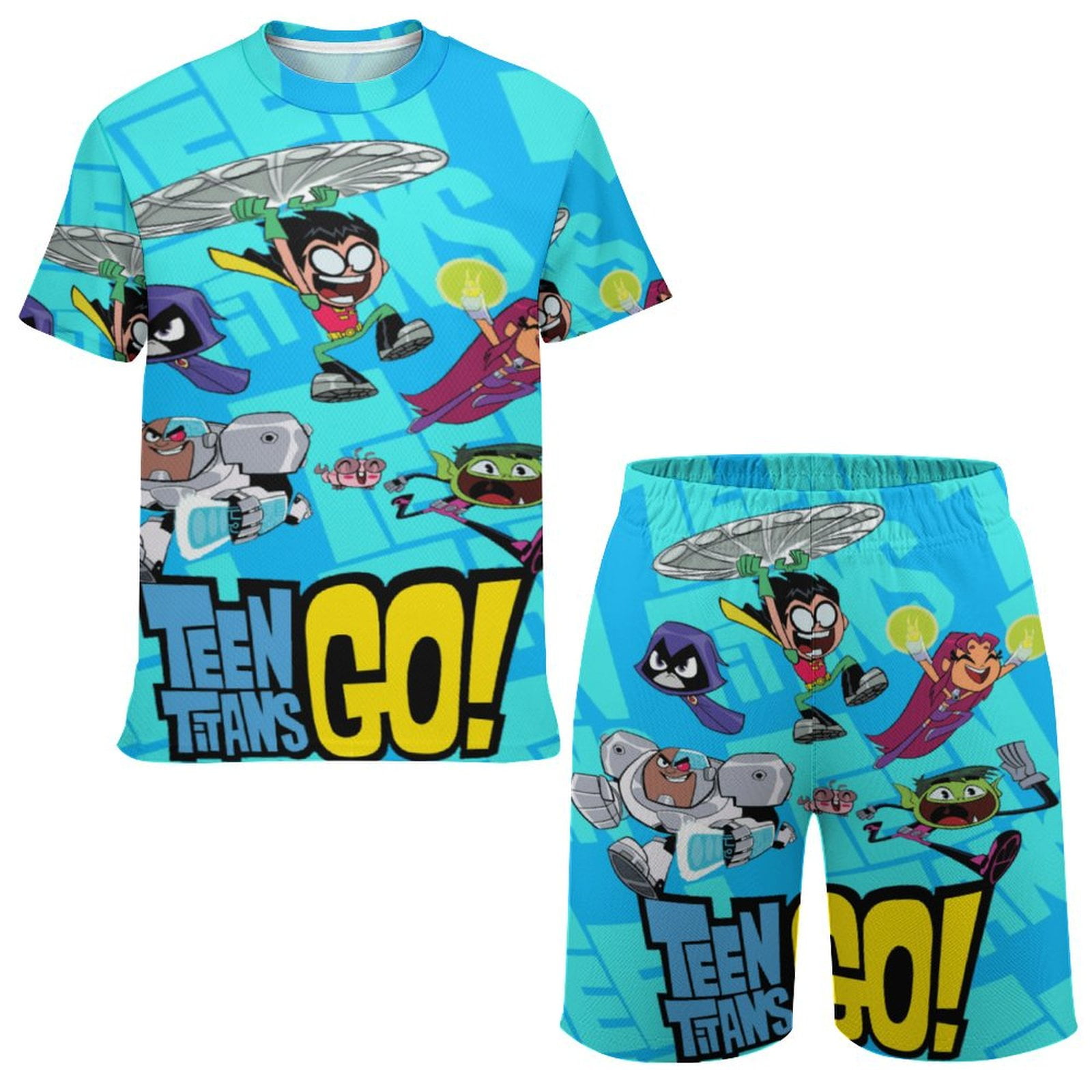 Teen Titans Go Kids Short Sleeve T-Shirt And Shorts Outfit Set Athletic ...