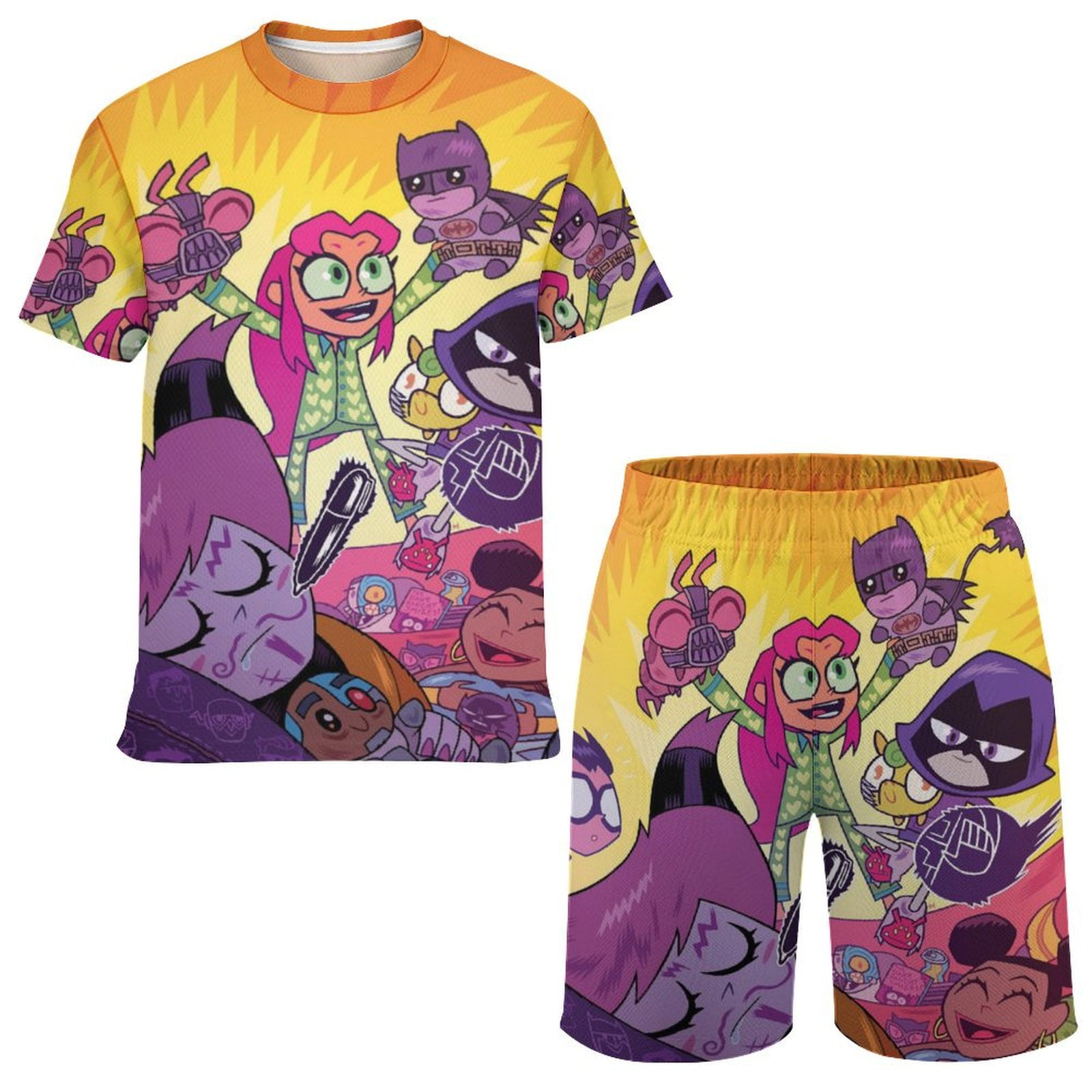 Teen Titans Go Kids Short Sleeve T-Shirt And Shorts Outfit Set Athletic ...