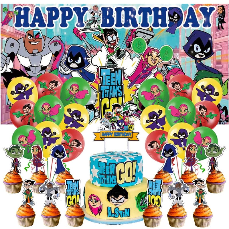 Teen Titans Go Latex Balloons Party Supplies Decor Banner Backdrop Kit ...