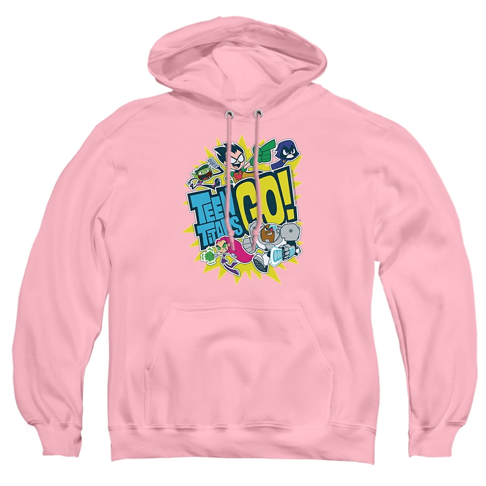 Teen Titans Go Logo And Characters Burst Adult Pull-Over Hoodie, Pink ...
