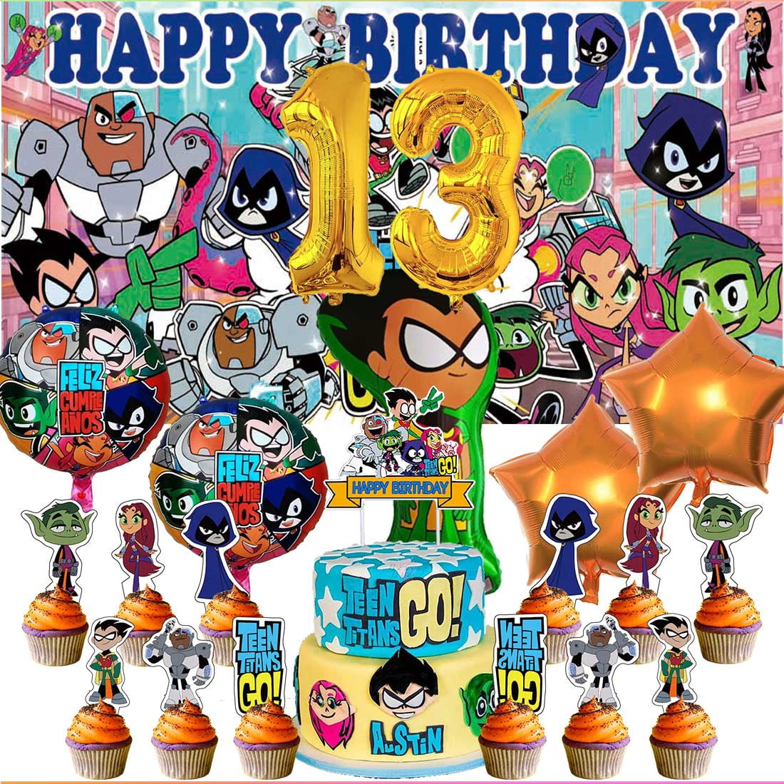 Teen Titans Go Party Supplies Decor 13th Kit Balloons Birthday Cake ...