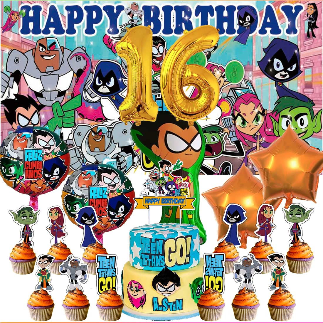 Teen Titans Go Party Supplies Decor 16th Kit Balloons Birthday Cake ...