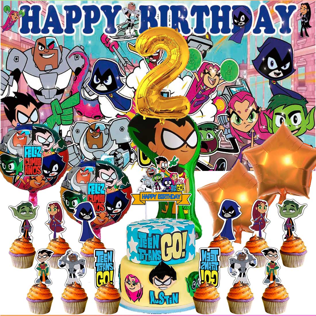 Teen Titans Go Party Supplies Decor 2nd Kit Balloons Birthday Cake ...