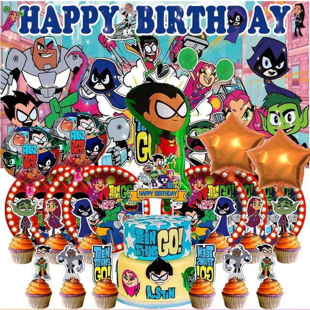 Teen Titans Go Party Supplies Decor Tableware Backdrop Banner Cake ...