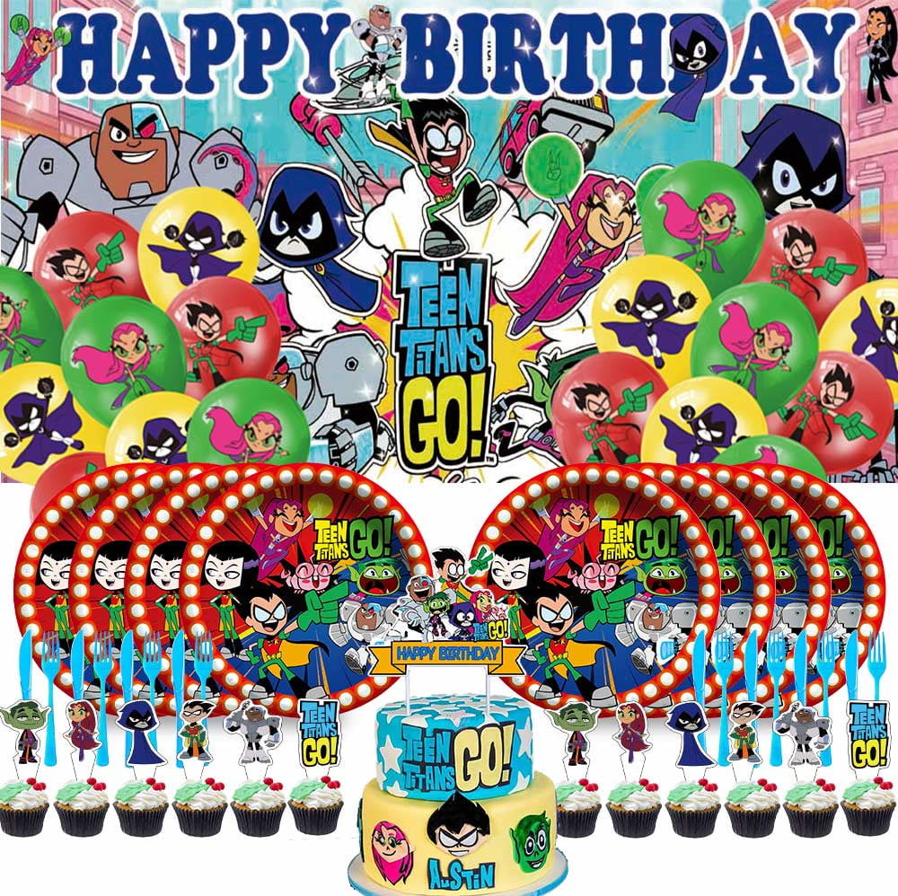 Teen Titans Go Party Supplies Plates Decorations Birthday Cake Topper ...