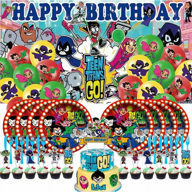 Teen Titans Go Party Supplies Plates Decorations Birthday Cake Topper ...